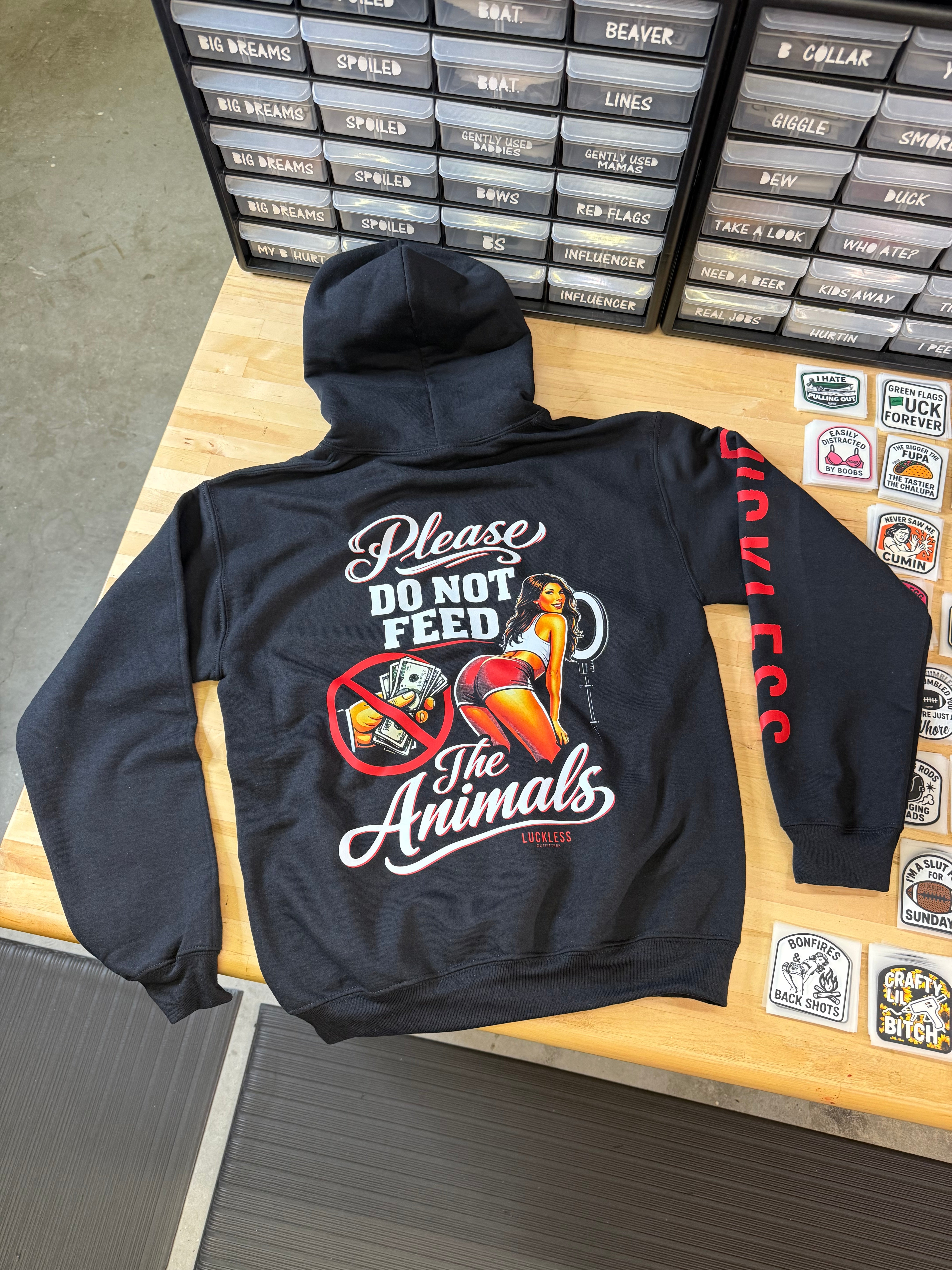 Please Do Not Feed The Animals Hoodie – Luckless Outfitters