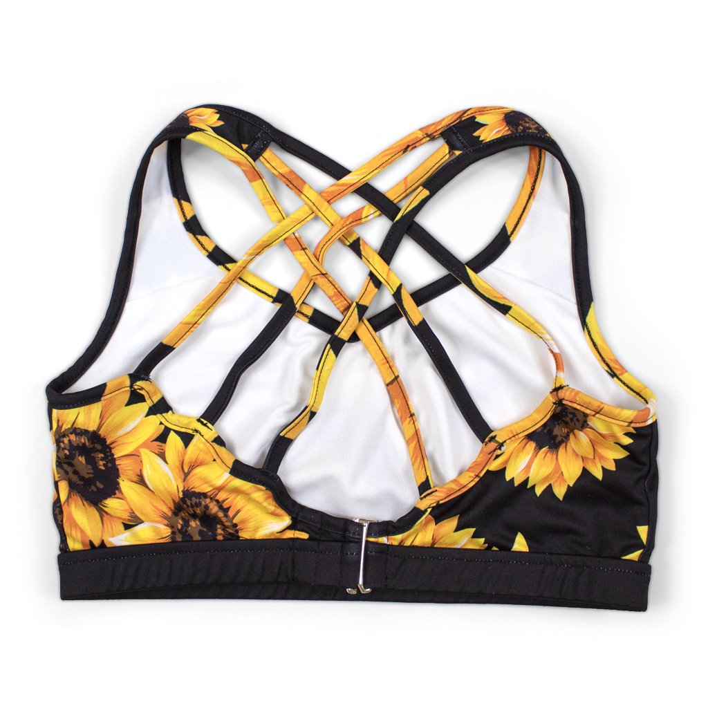Sunflower Criss Cross Strappy Back Sports Bra – Luckless Outfitters